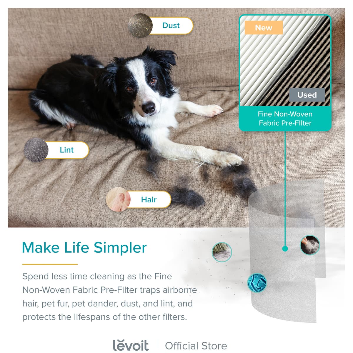 Levoit Core P350 Pet Care Air Purifier Effective Area 40 m² H13 True ...